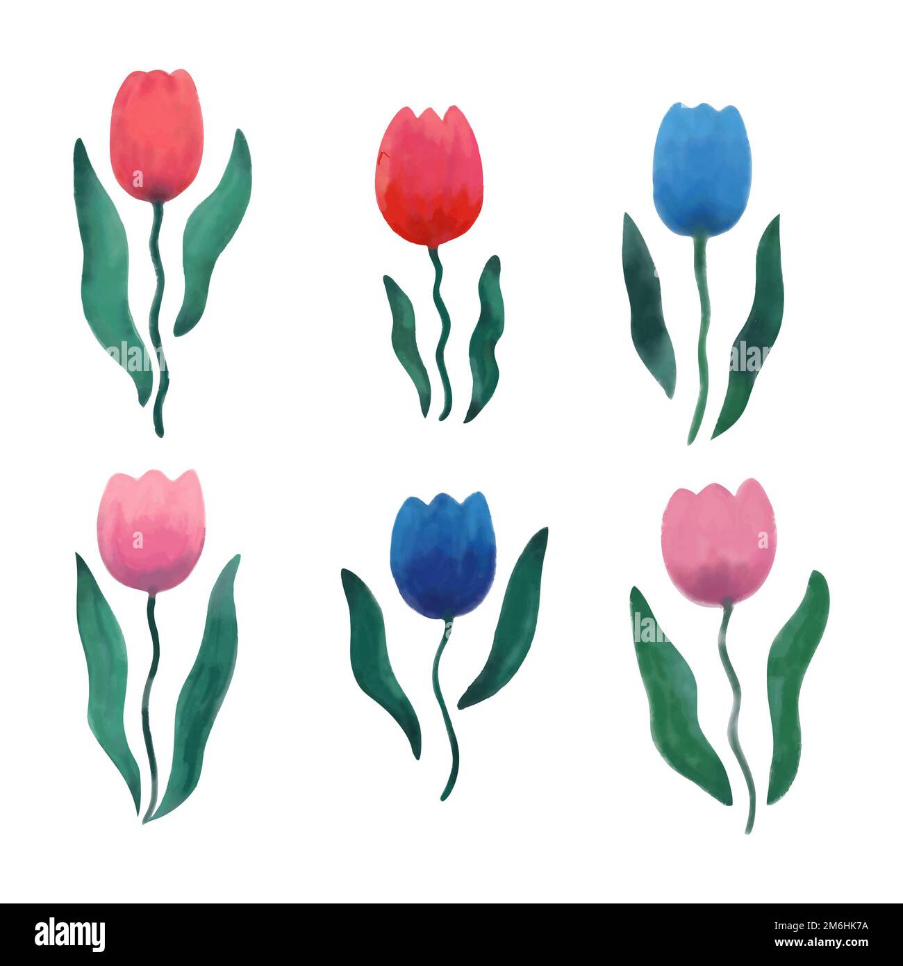 Collection of spring tulip flowers. Watercolor illustration Stock Photo ...