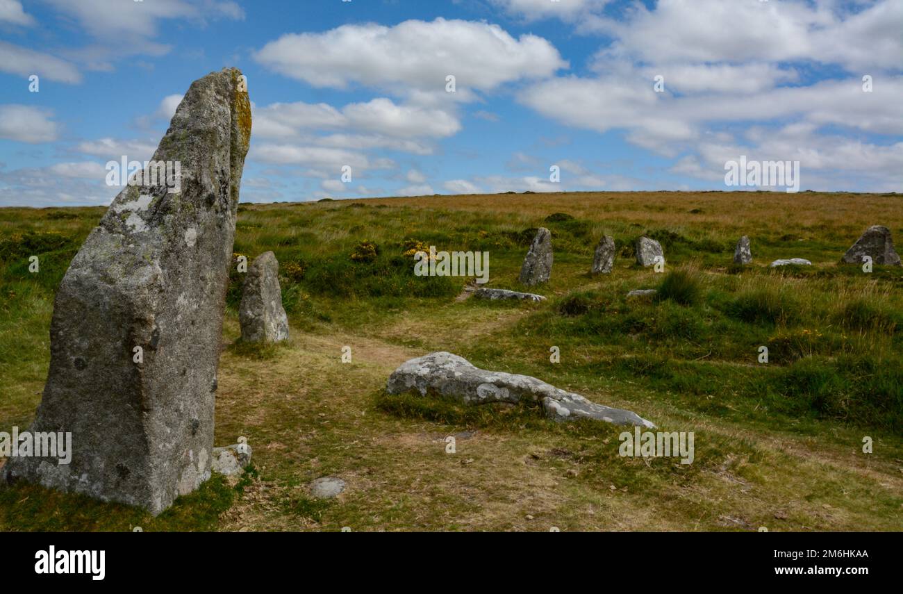 Scorhill Stone Circle on Gidleigh Common, Dartmor National Park Stock ...