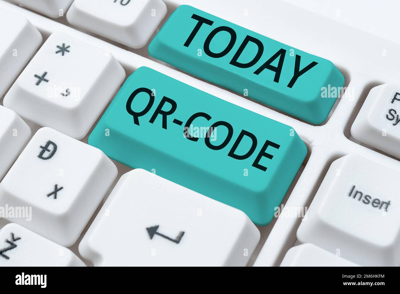 Hand writing sign Qr Code. Word Written on the trademark for a type of ...