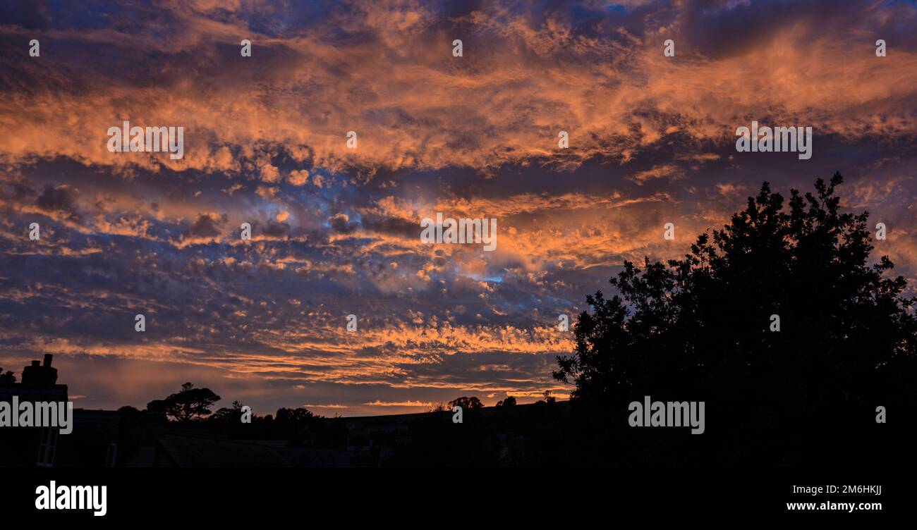 Vibrant sunset, Bradninch, Devon Stock Photo - Alamy