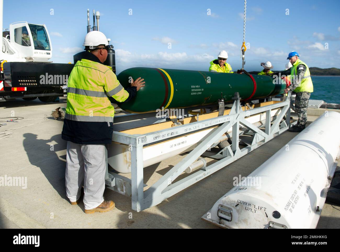 PERTH, Australia (April 28, 2022) – Members of a local Australian crane ...