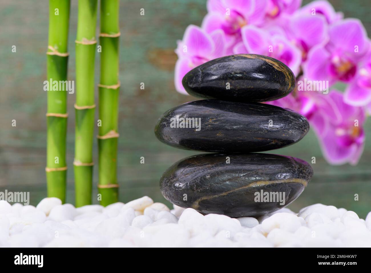 Japanese garden with stone stack Stock Photo - Alamy