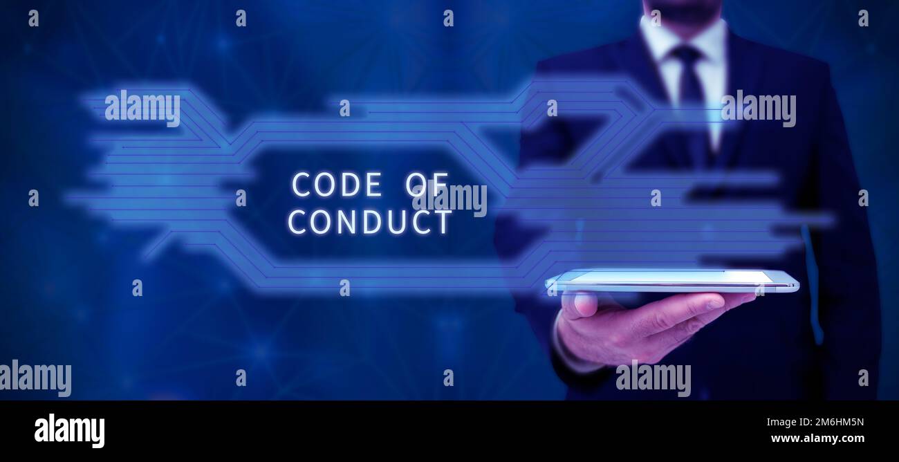 Inspiration showing sign Code Of Conduct. Business idea Ethics rules ...