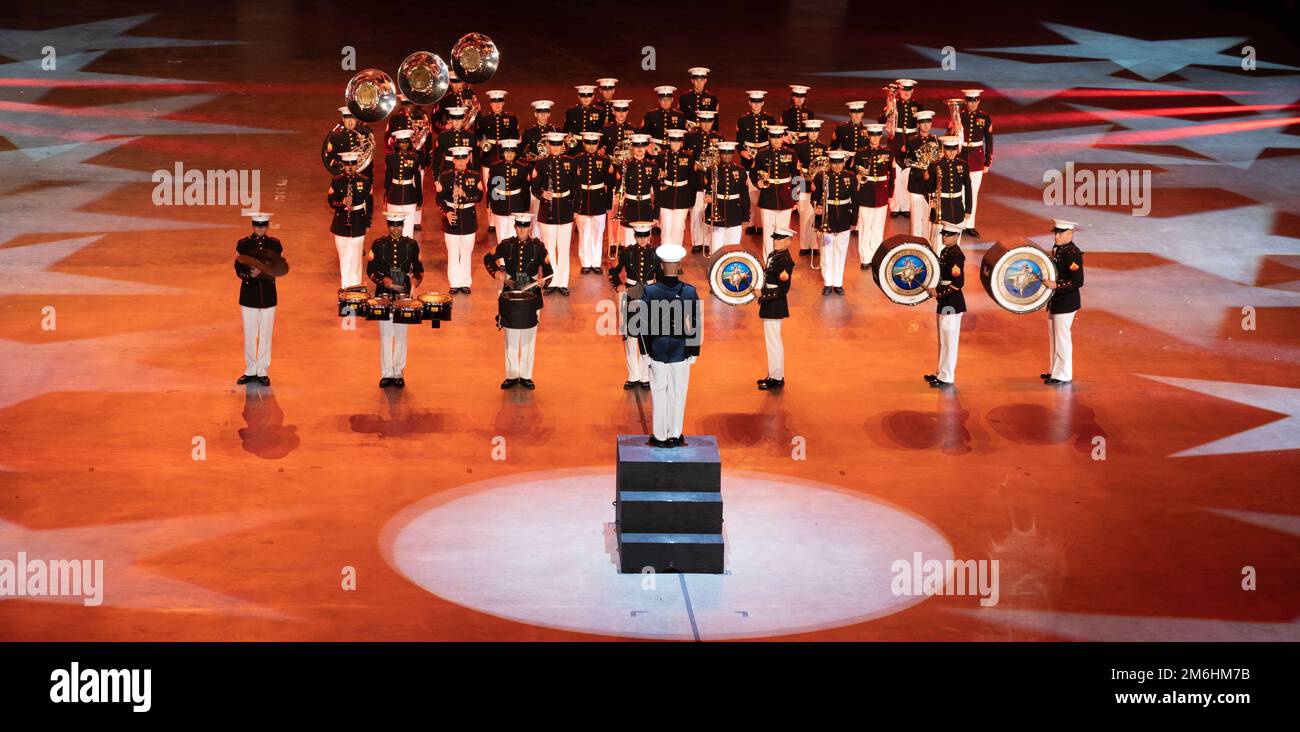 U.S. Marines with the Marine Forces Reserve (MFR) Band, perform at the ...