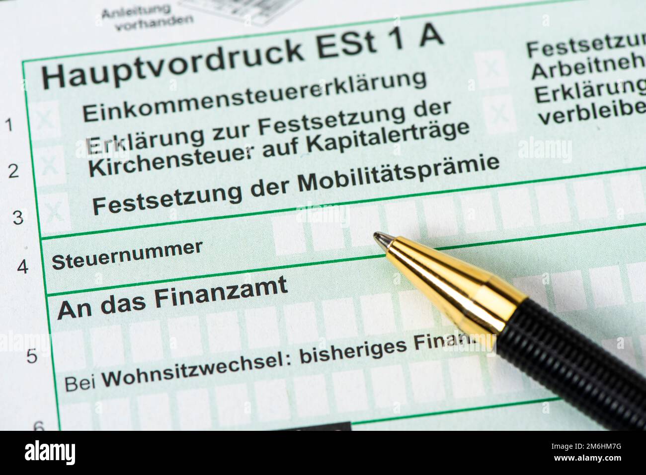 Tax declaration for tax office with form Stock Photo - Alamy