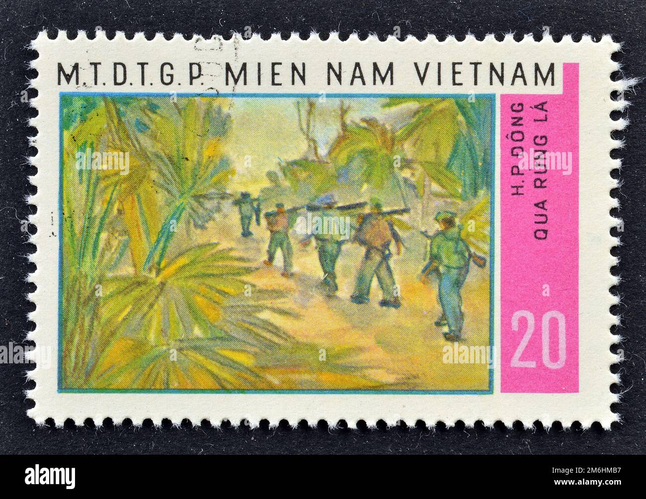 Cancelled postage stamp printed by Vietnam, that shows painting "Forest ...
