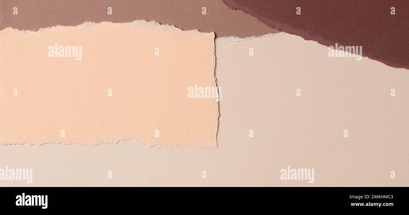 Abstract beige brown colors background. Grunge ripped torn paper pieces ...