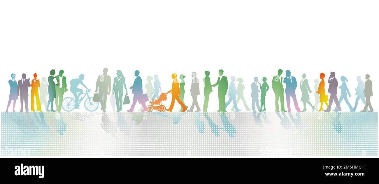 Road panorama with many people Stock Photo - Alamy