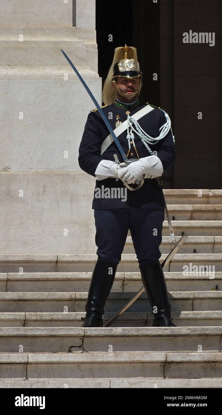 Traditional guard post at the government building in Lisbon - Portugal ...