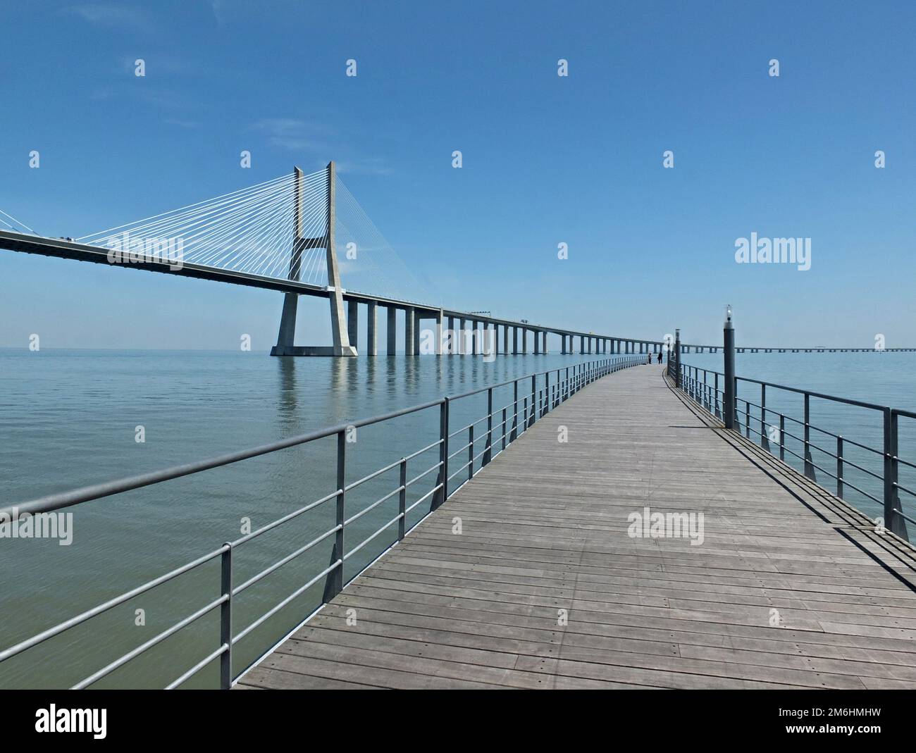 Vasco da Gama Bridge over the Tagus River in Lisbon - Portugal Stock ...