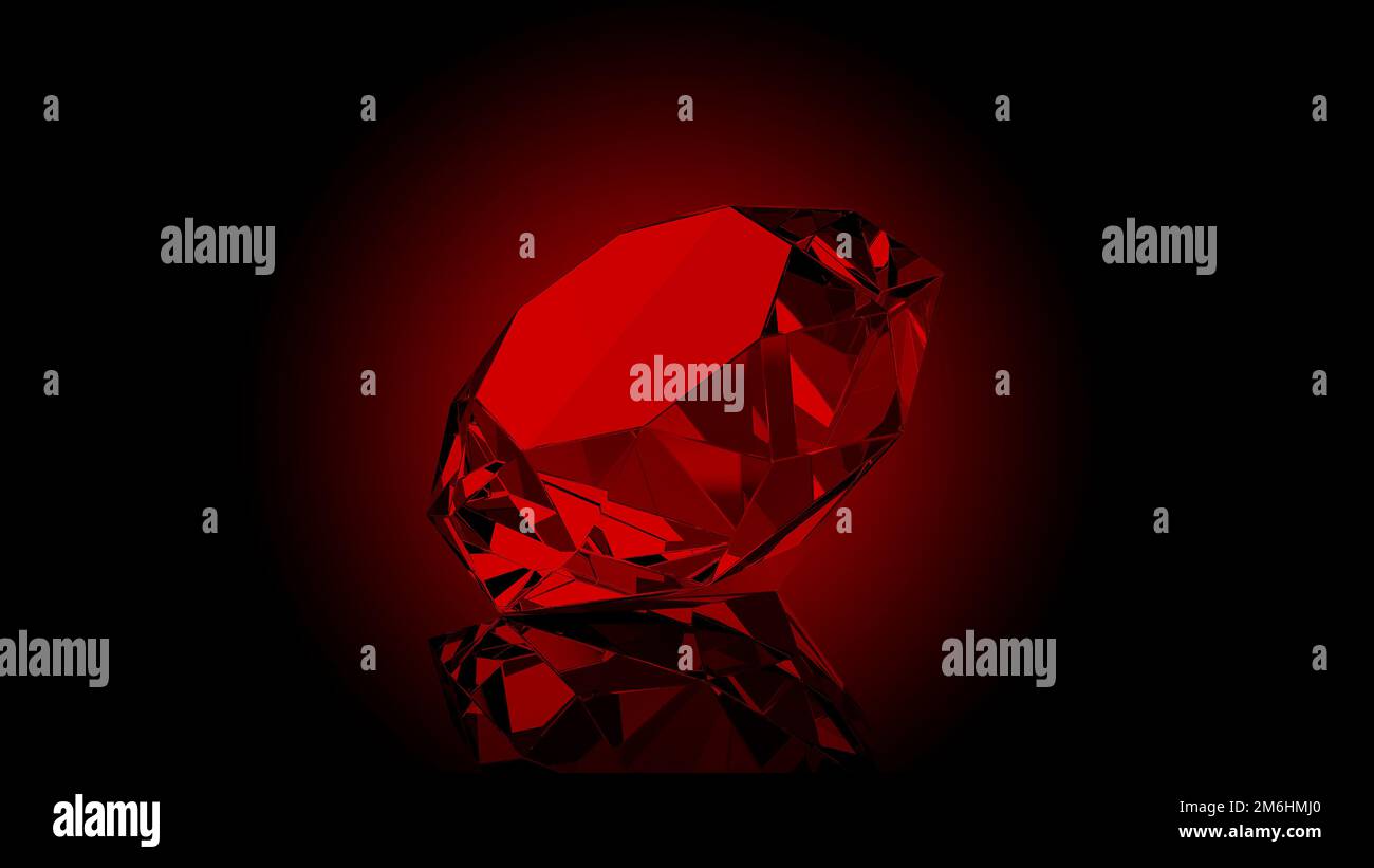 Red Ruby on dark background - 3D Render Illustration Stock Photo - Alamy