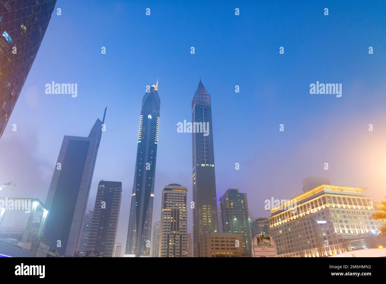 Dubai, United Arab Emirates - December 23, 2017: illuminated skyline ...