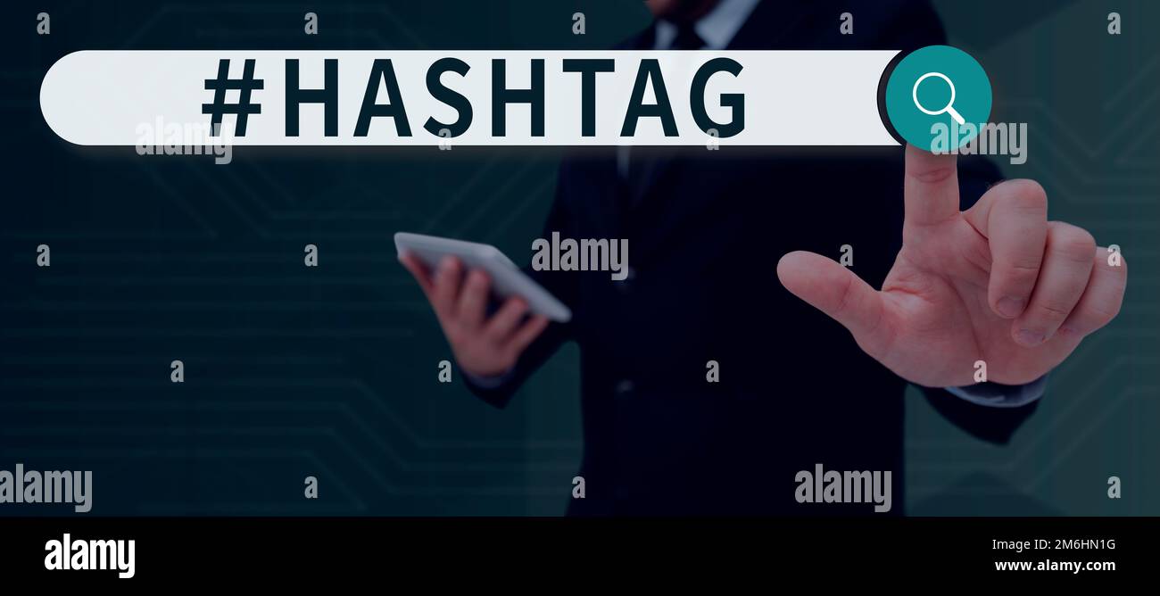 Writing displaying text Hashtag. Business overview Internet tag for ...