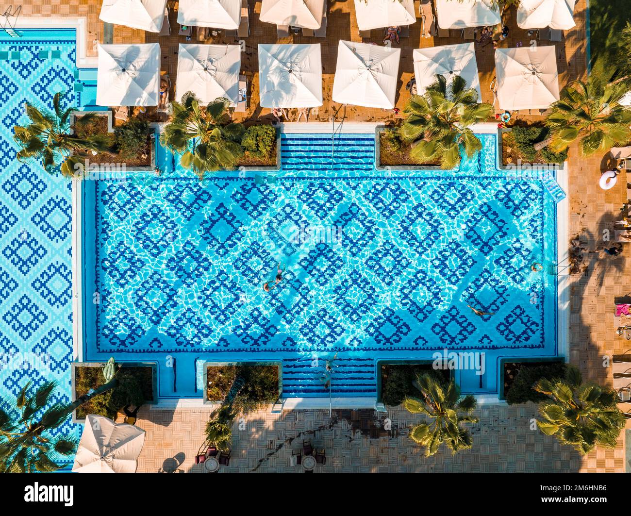 Aerial view of the outdoor swimming pool in a luxury hotel Stock Photo ...