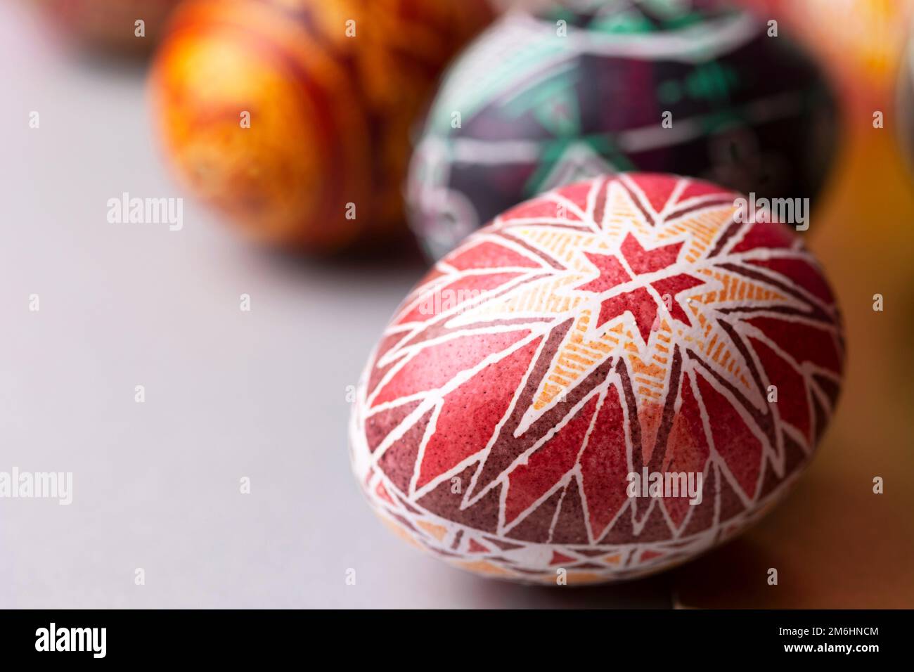 happy easter card. beautiful Easter egg Pysanka handmade Stock Photo ...