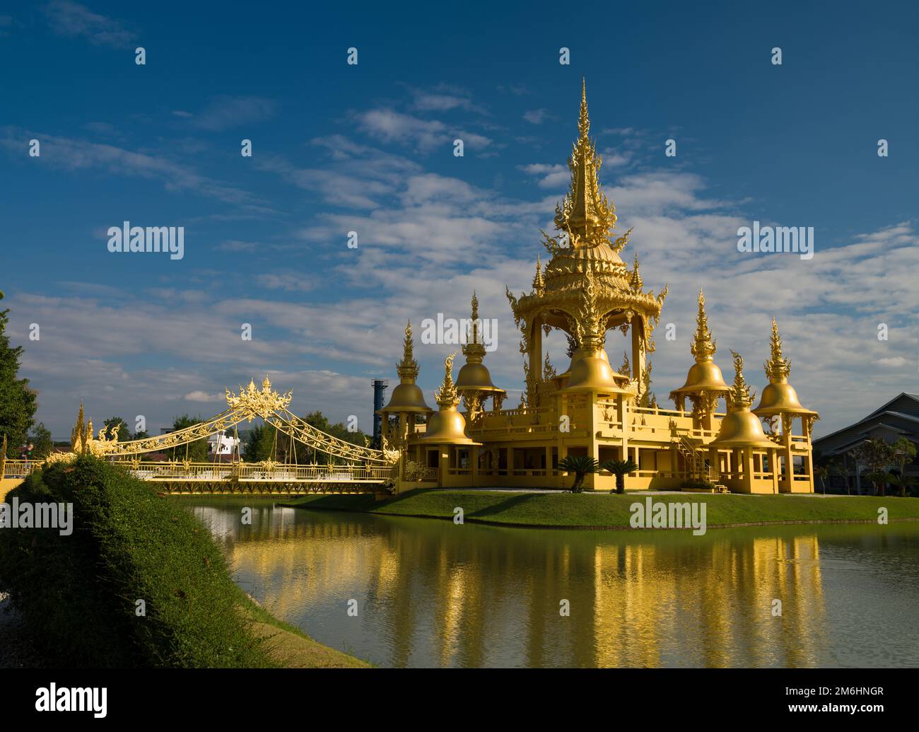Golden temple or Buddhist Temple. Buddhist temple inside Wat Rong Khun ...