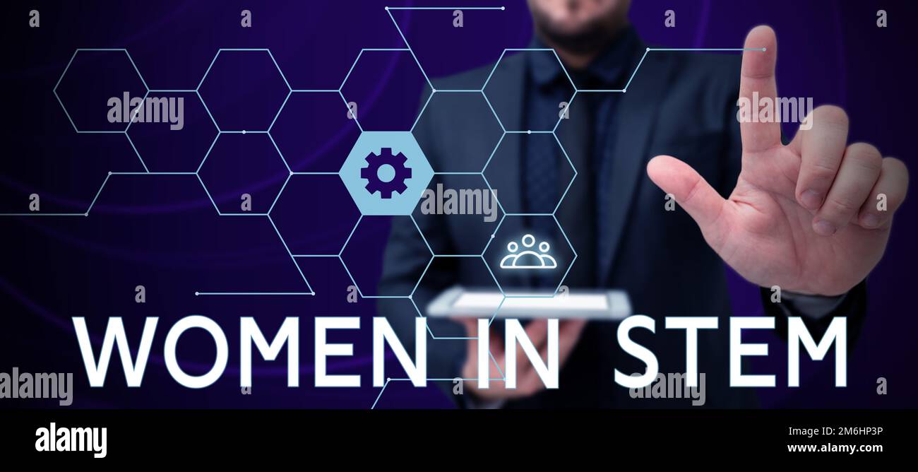 Hand writing sign Women In Stem. Word Written on Science Technology ...