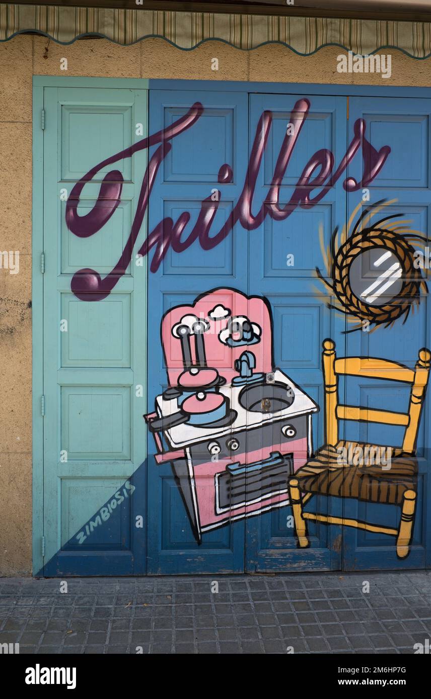 Facade painting - stove and chair Stock Photo - Alamy
