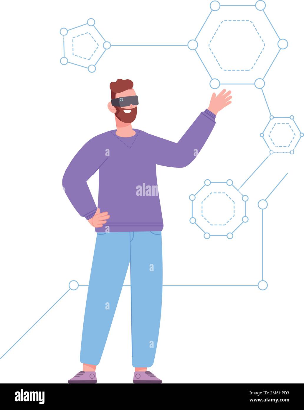 Man studying chemical structure in virtual reality. Futuristic science ...