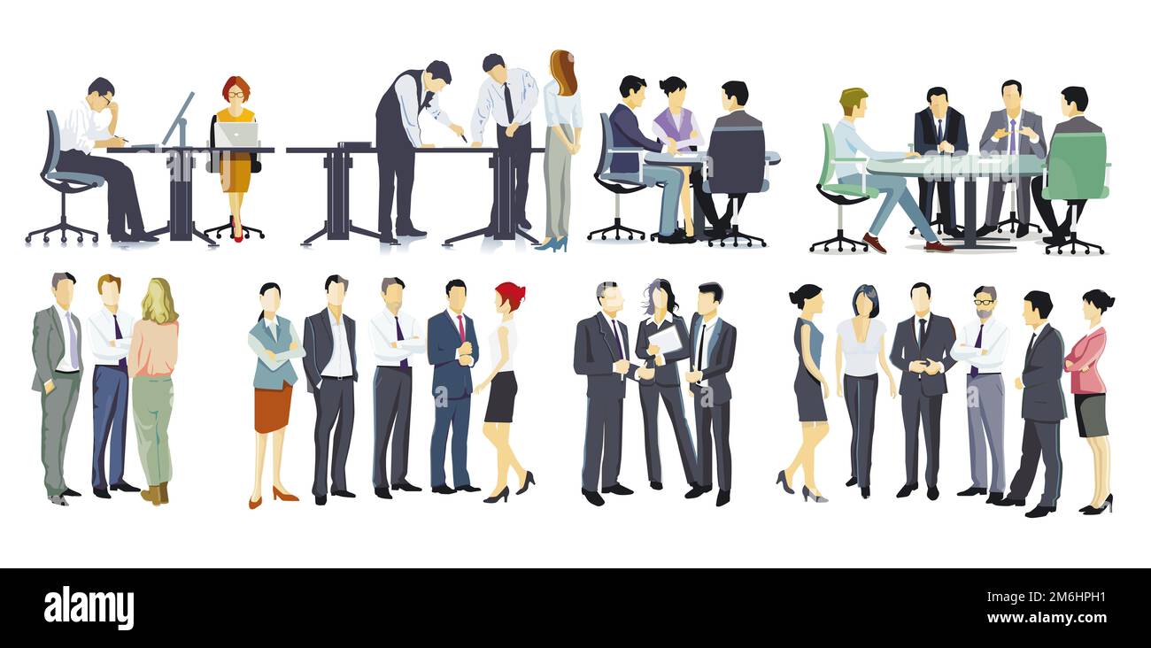 Team meeting, business consultation illustration Stock Photo - Alamy