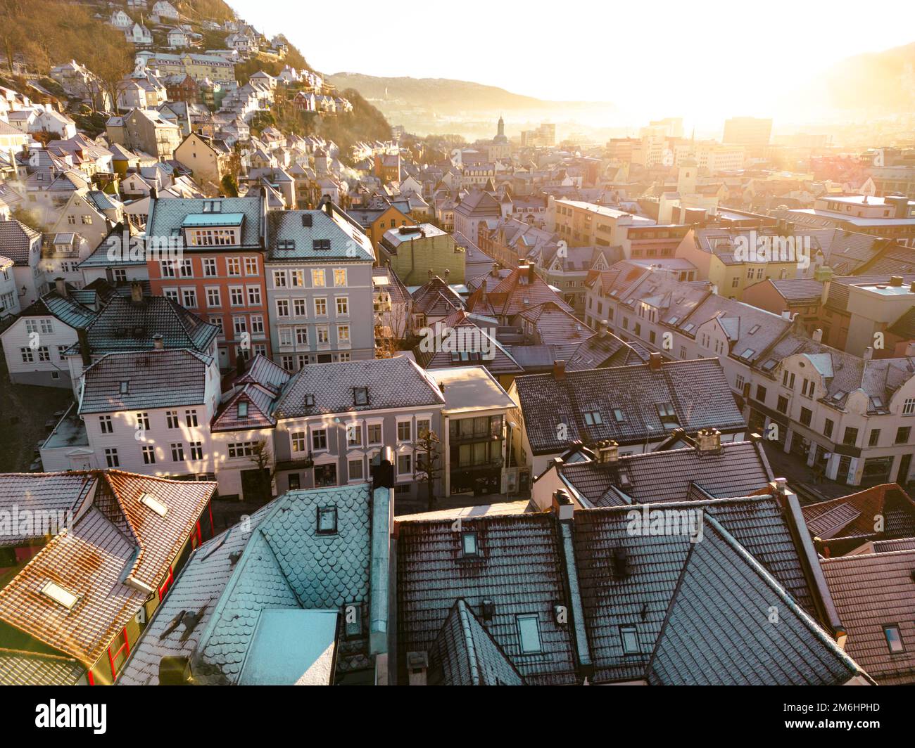 Traditional Scandinavian Architecture. Old Town of Bergen at Sunrise. Bergen, Vestland, Norway ...