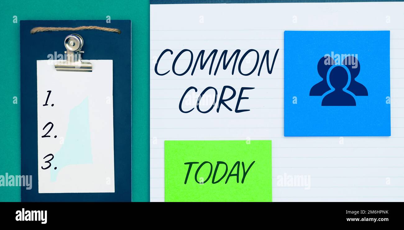 Sign displaying Common Core. Conceptual photo set of academic standards ...
