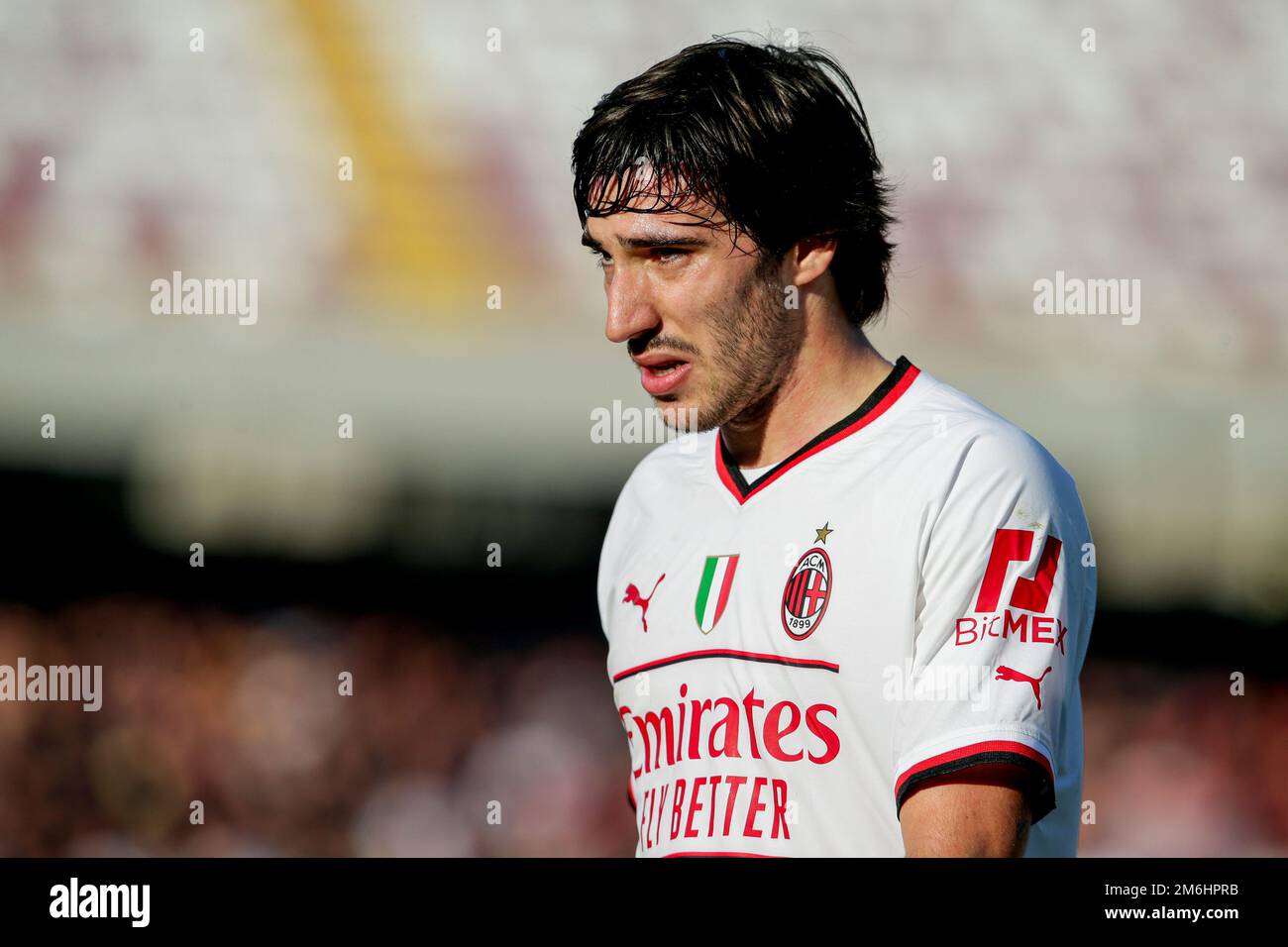 Milan's Italian midfielder Sandro Tonali looks during the Serie A ...