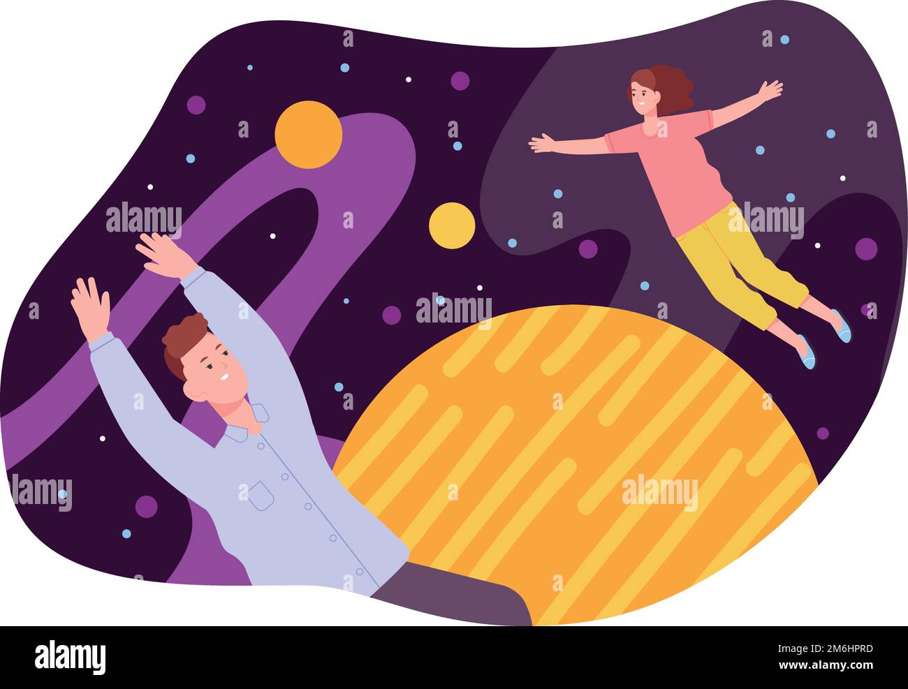People floating in universe. Fantastic flying inspired persons isolated ...