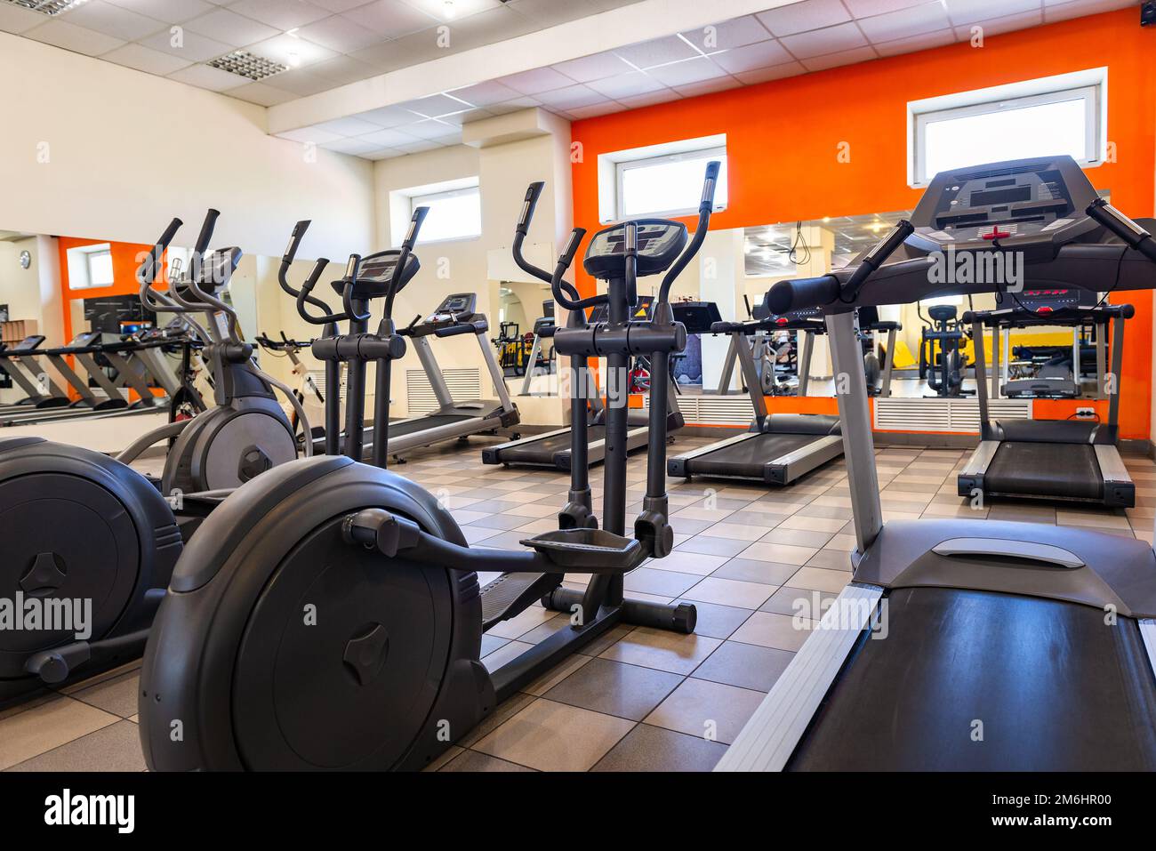 Treadmills in gym Stock Photo - Alamy