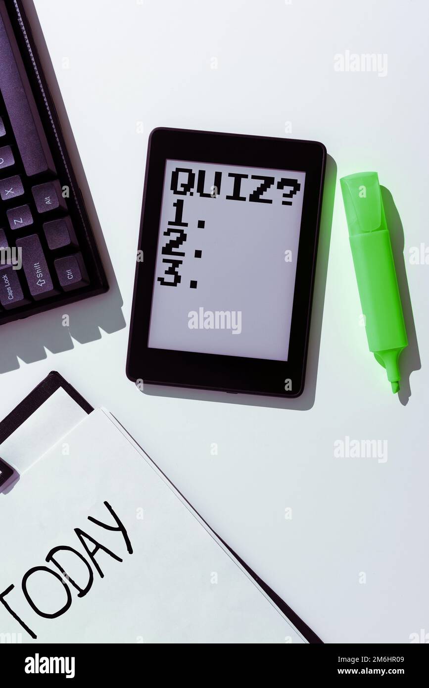 Text showing inspiration Quiz. Business approach Short Tests Evaluation ...