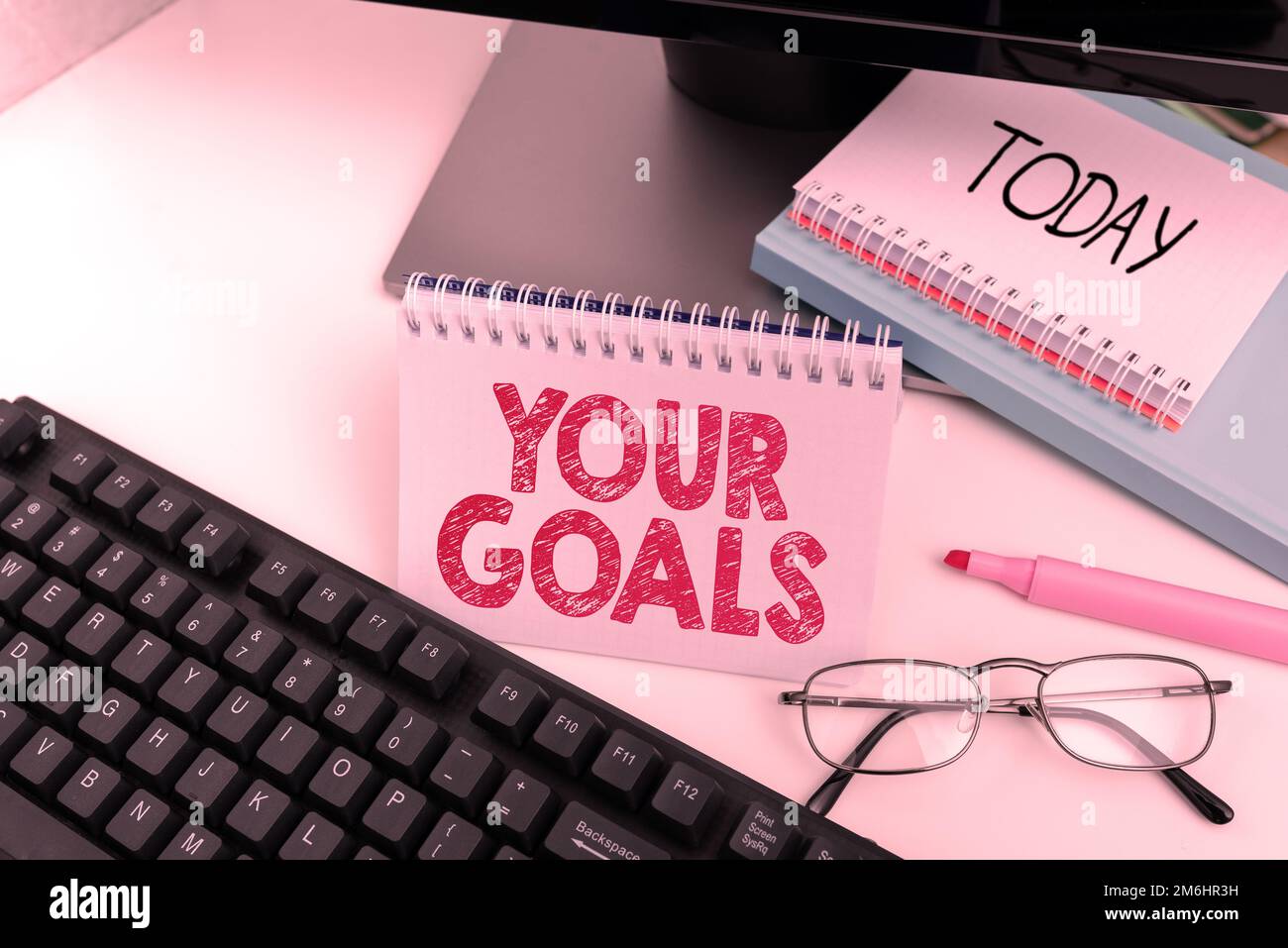 Hand writing sign Your Goals. Business overview Make the right actions ...