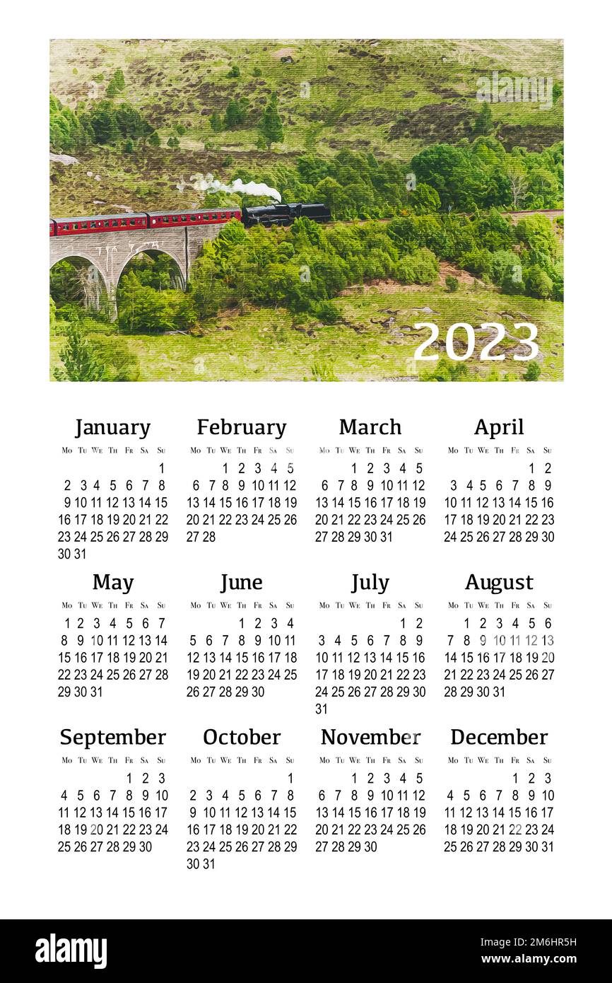 Calendar for 2023 on a white background for printing. Scotland, Great ...