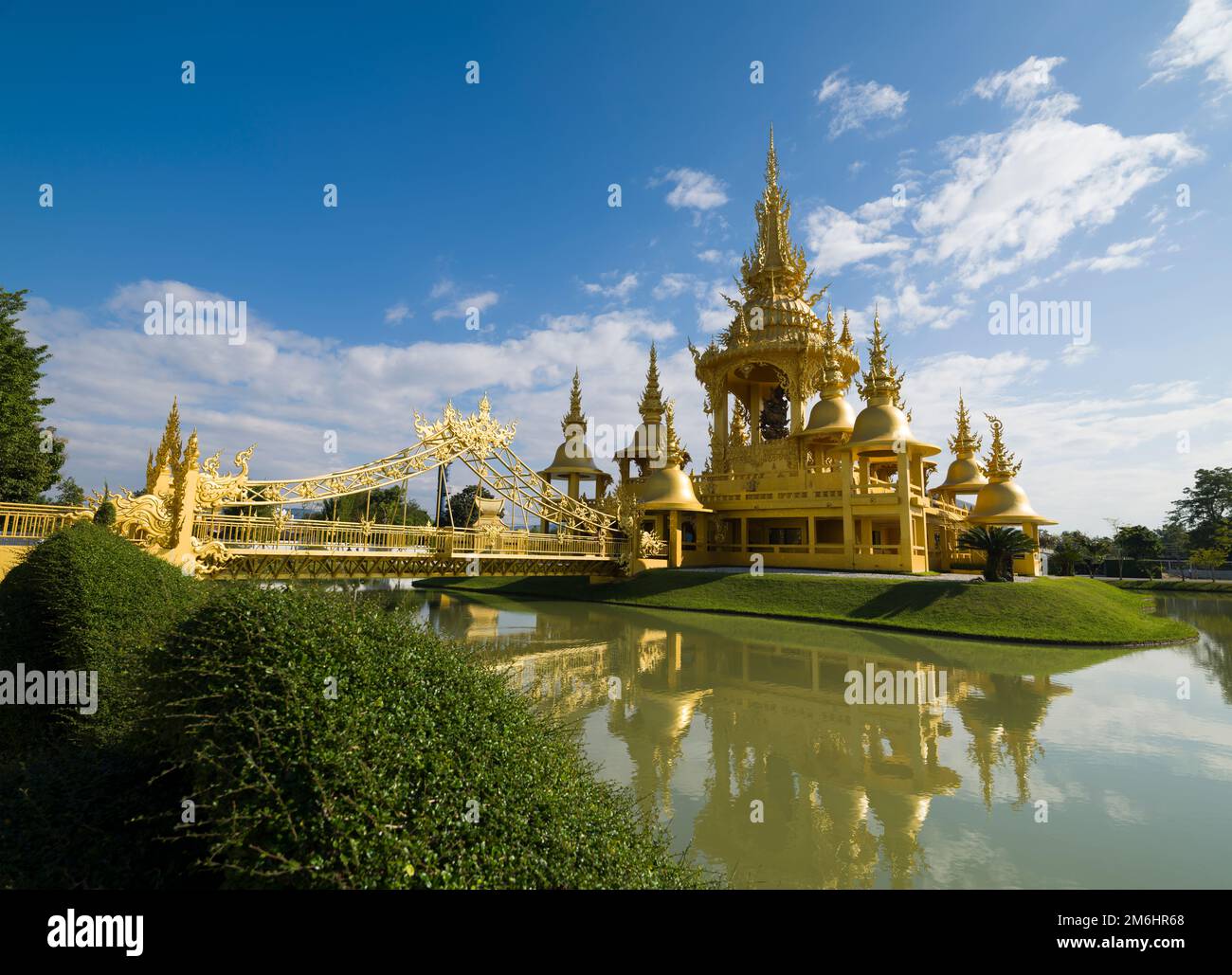Golden temple or Buddhist Temple. Buddhist temple inside Wat Rong Khun ...