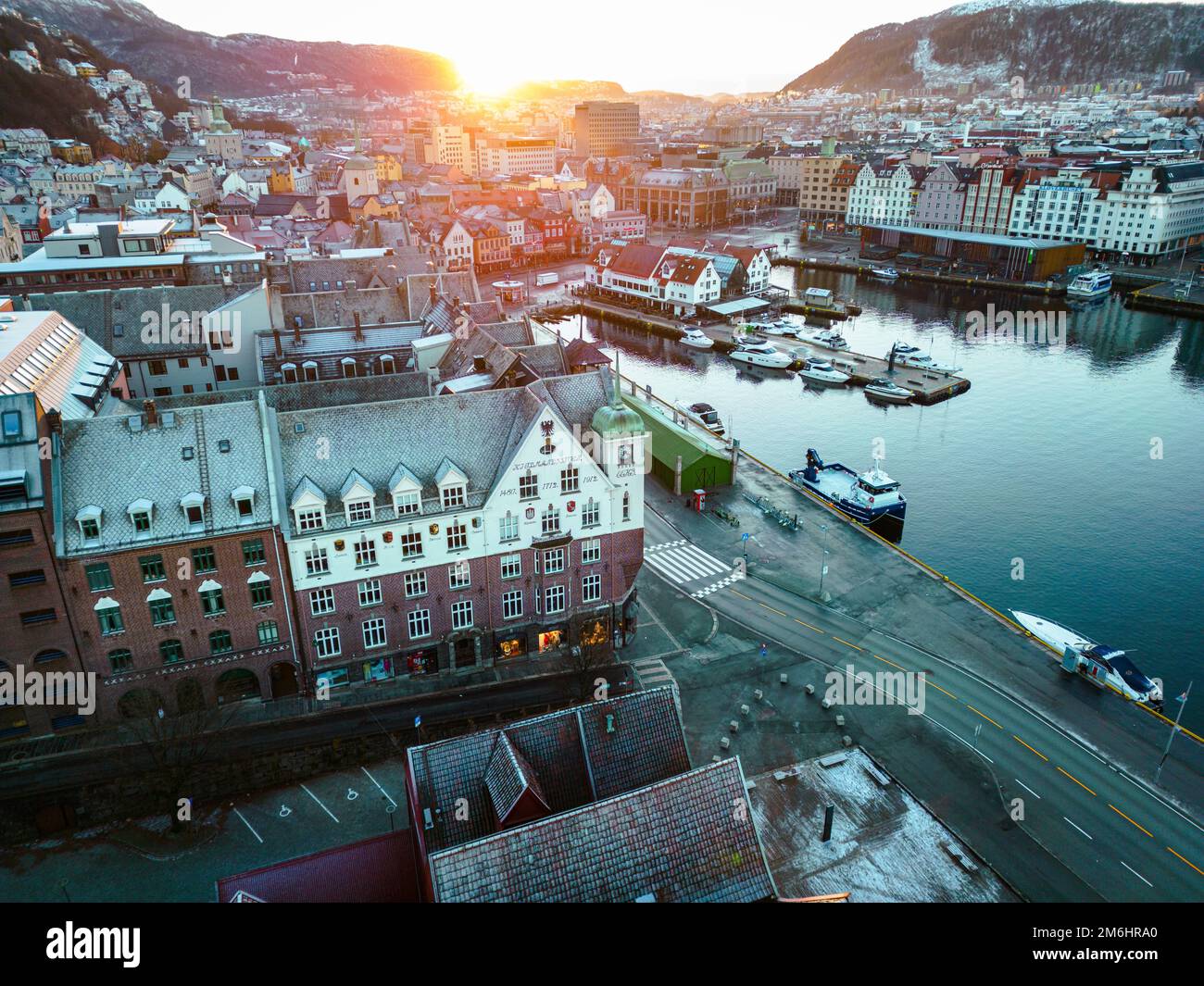 Traditional Scandinavian Architecture. Old Town of Bergen at Sunrise. Bergen, Vestland, Norway ...