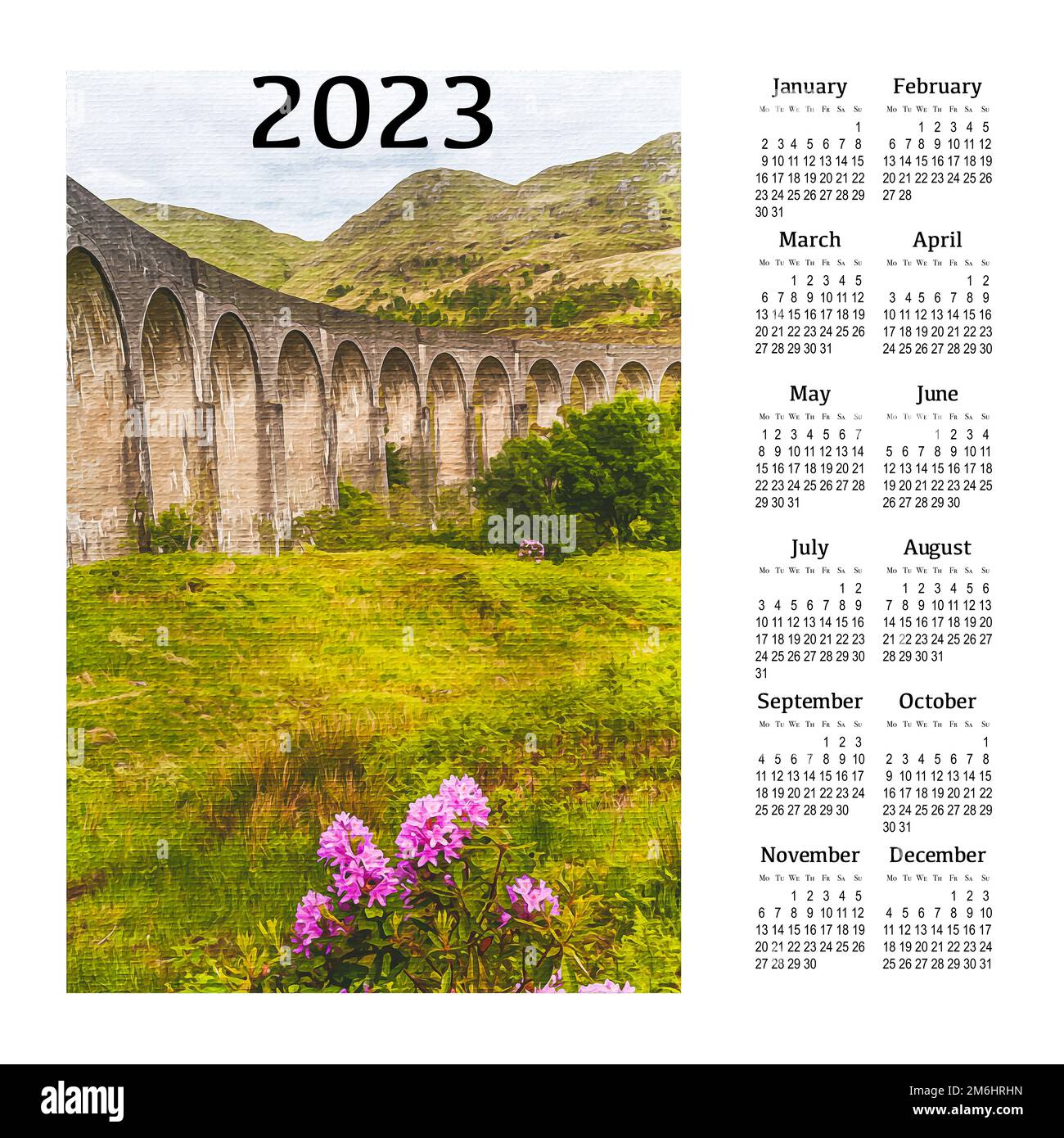 Calendar for 2023 on a white background for printing. Scotland, Great ...