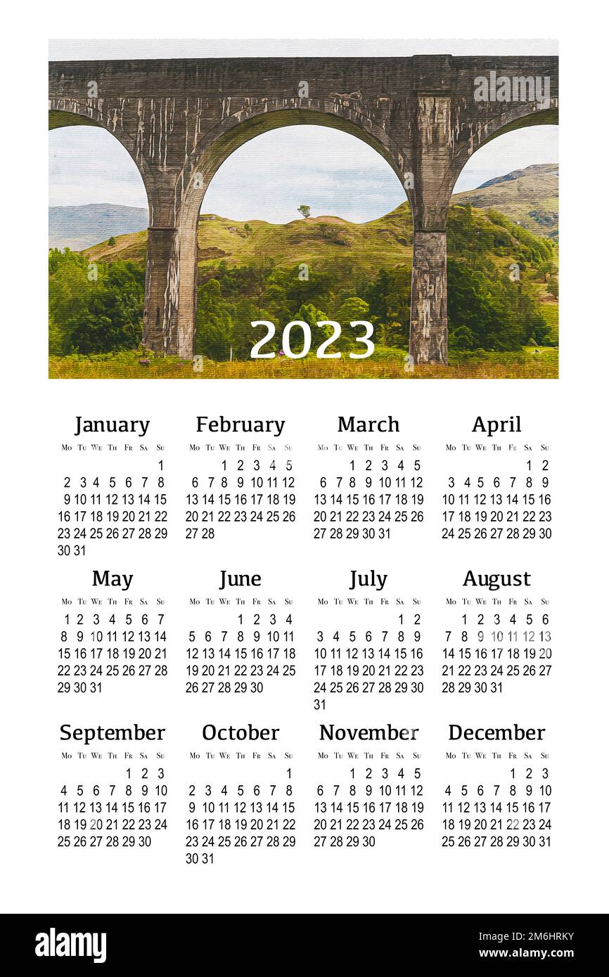 Calendar for 2023 on a white background for printing. Scotland, Great ...