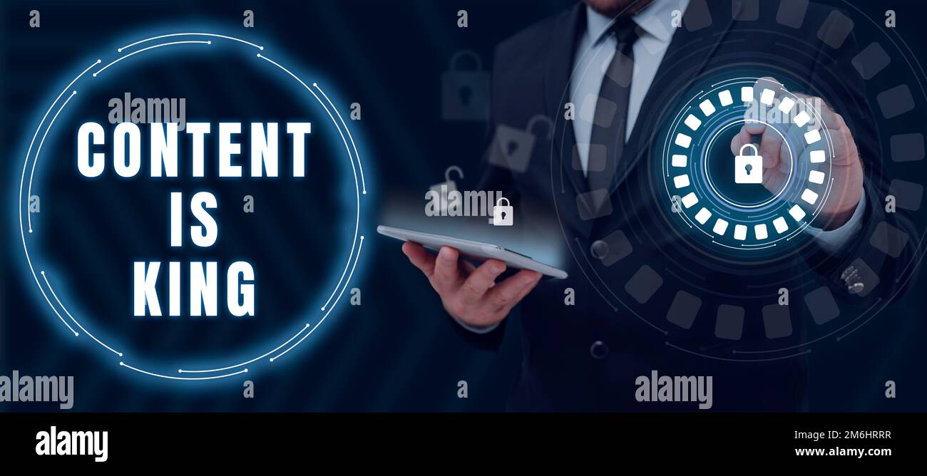 Inspiration showing sign Content Is King. Concept meaning Content is ...