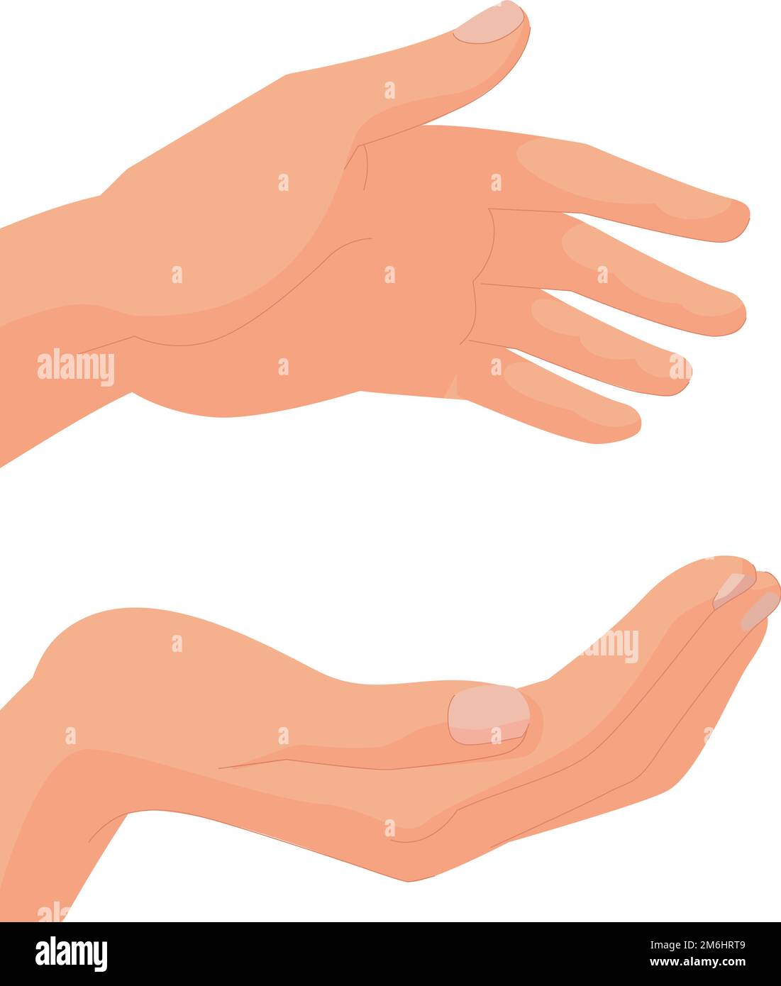 Handful gesture icon. Pair of open human hands isolated on white ...
