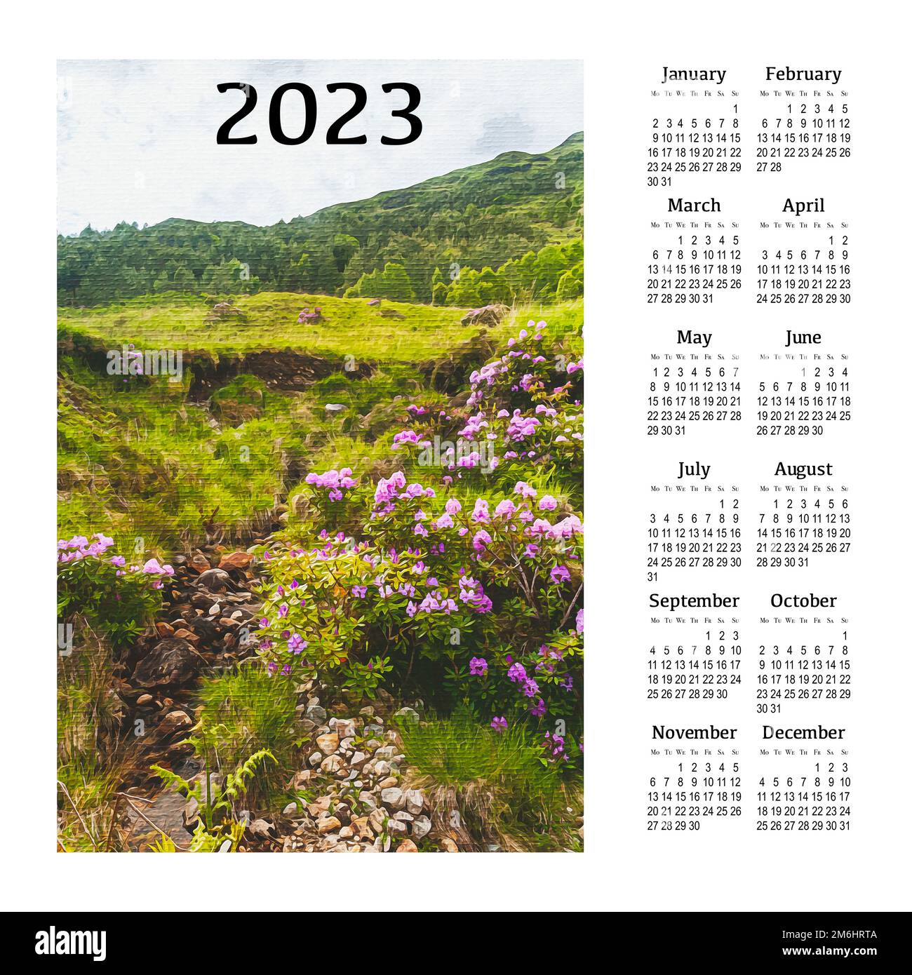 Calendar for 2023 on a white background for printing. Scotland, Great ...