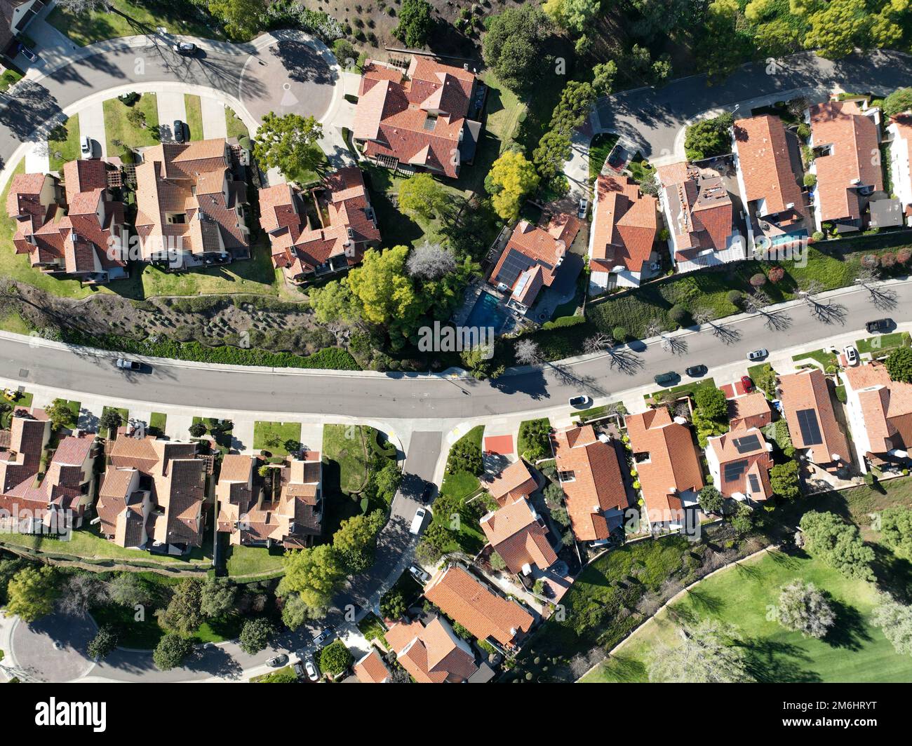 Aerial view middle class neighborhood in South California Stock Photo ...