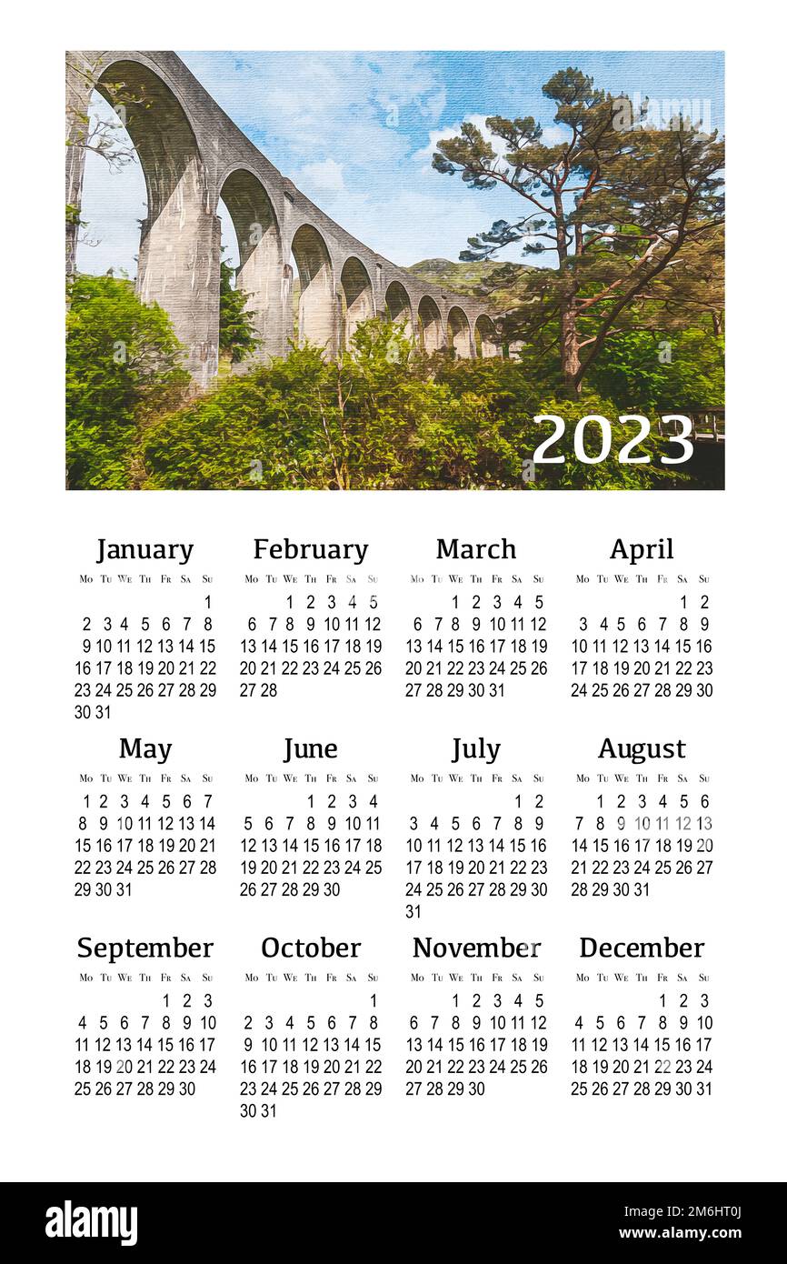 Calendar for 2023 on a white background for printing. Scotland, Great ...