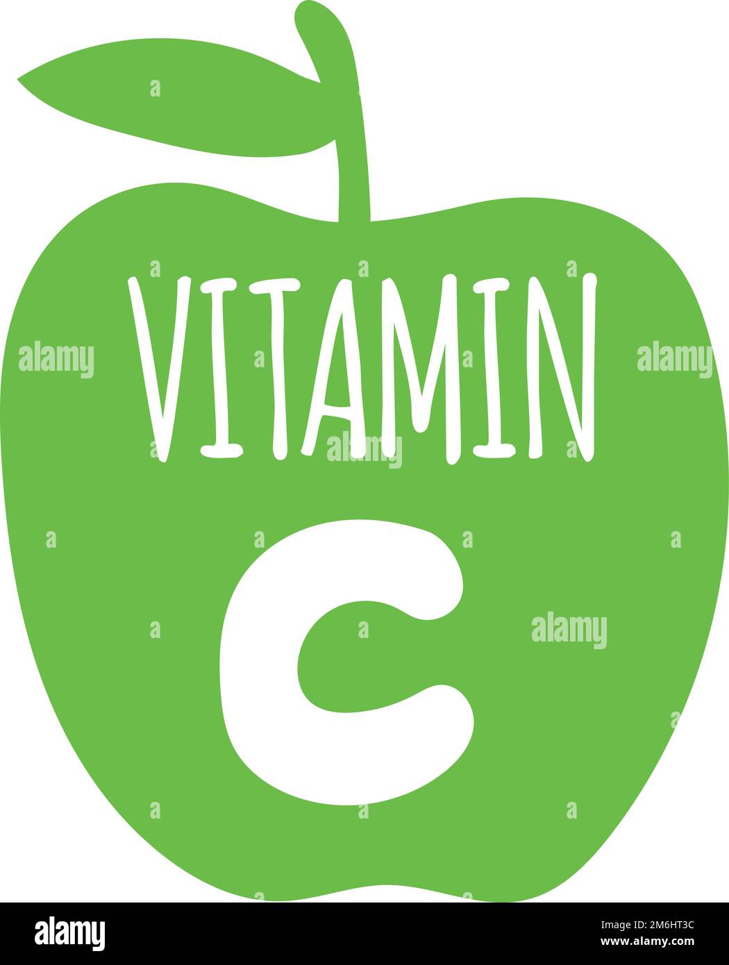 Vitamin c logo in green apple shape. Healthy nutrient symbol isolated ...