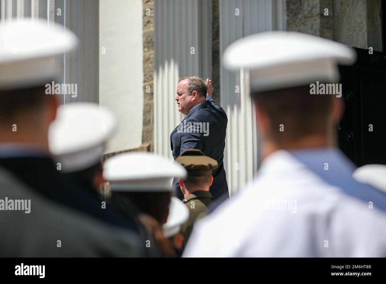 Class of 2024 cadets listen in silence as Dr. Peter Kilner gives the ...