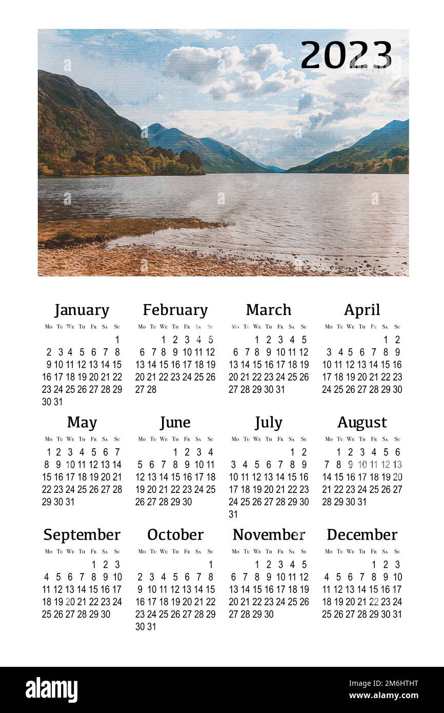 Calendar for 2023 on a white background for printing. Scotland, Great ...