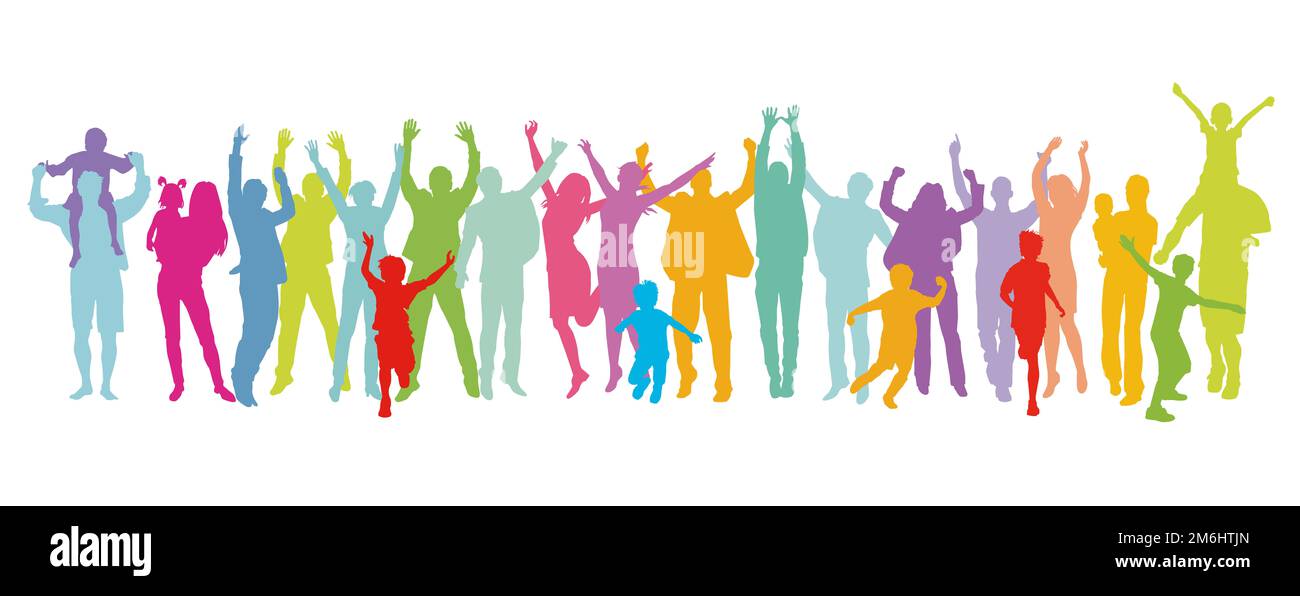 Happy families, parents and children having fun together isolated on ...