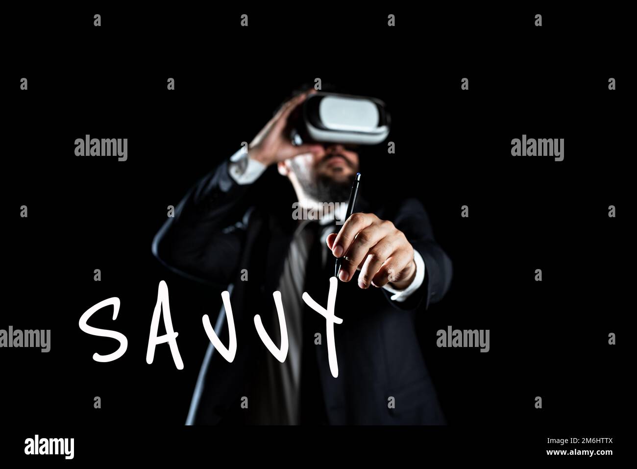 Writing displaying text Savvy. Business showcase having perception ...