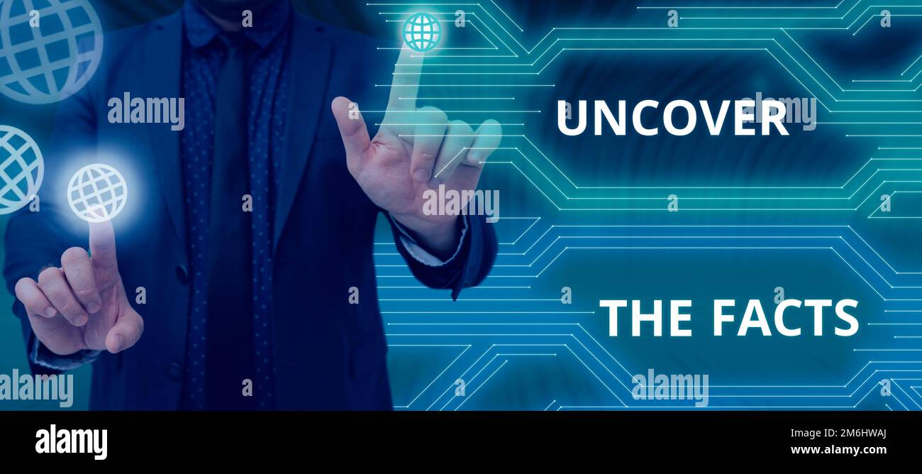 Hand writing sign Uncover The Facts. Word for Find the truth and ...