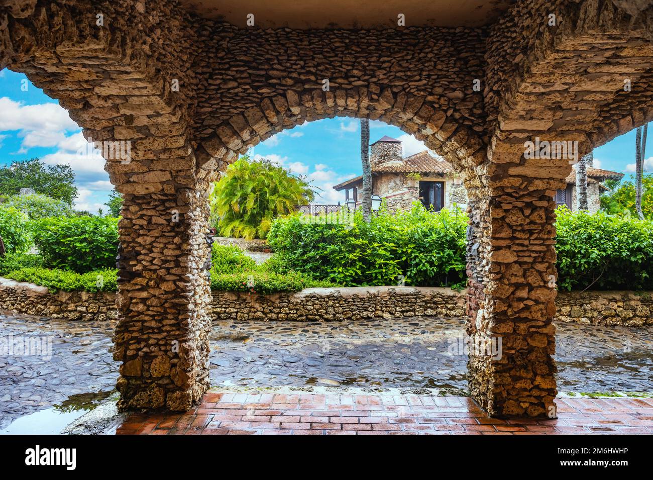 Ancient arch built of stone in the village Stock Photo - Alamy
