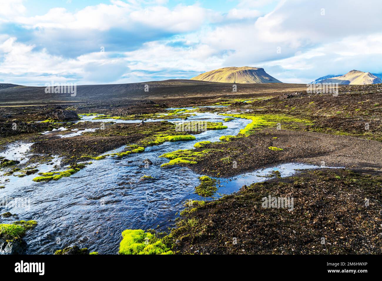 Beautiful mountain landscape in highland with green moss around the ...