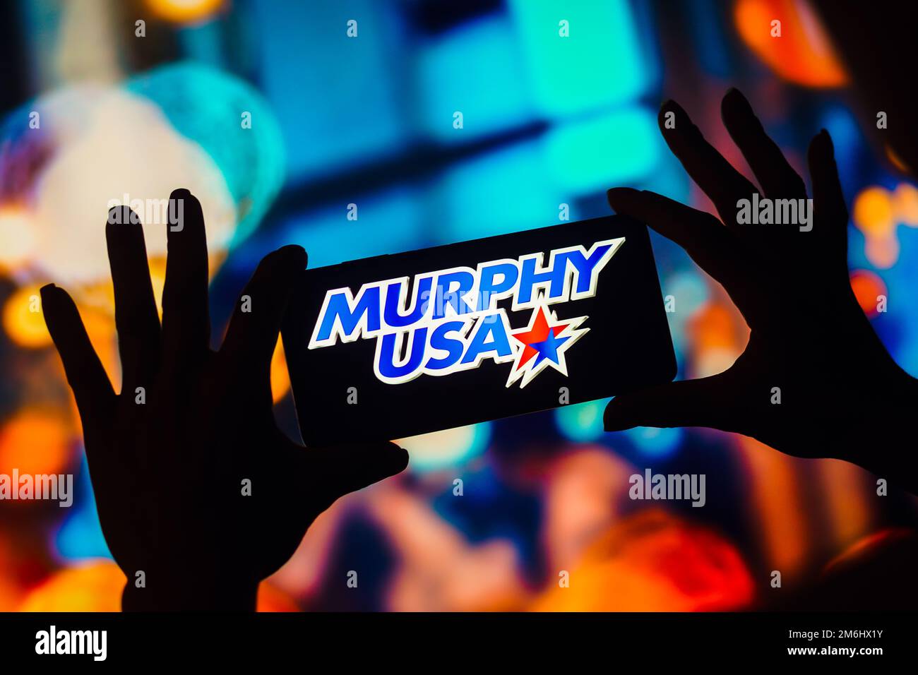 In this photo illustration, the Murphy USA logo is displayed on a ...